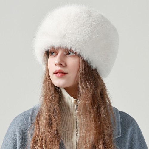 Women Thermal Faux Fur Cossak Hat Cap Winter Russian Warm Ski Fluffy ...