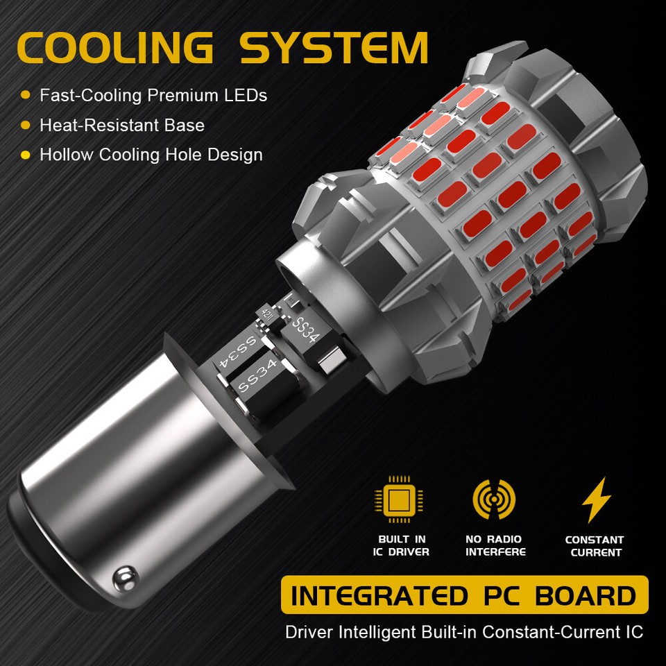 2x LED Brake Stop Tail Light Bulbs Red 1157 7528 2357 2057 12499 BAY15D ...