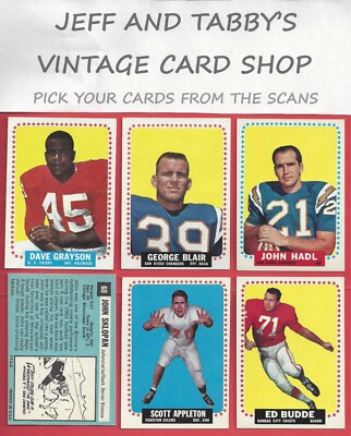 1964 TOPPS FOOTBALL # 1 TO # 145 / SEE DROP DOWN MENU for card you will ...