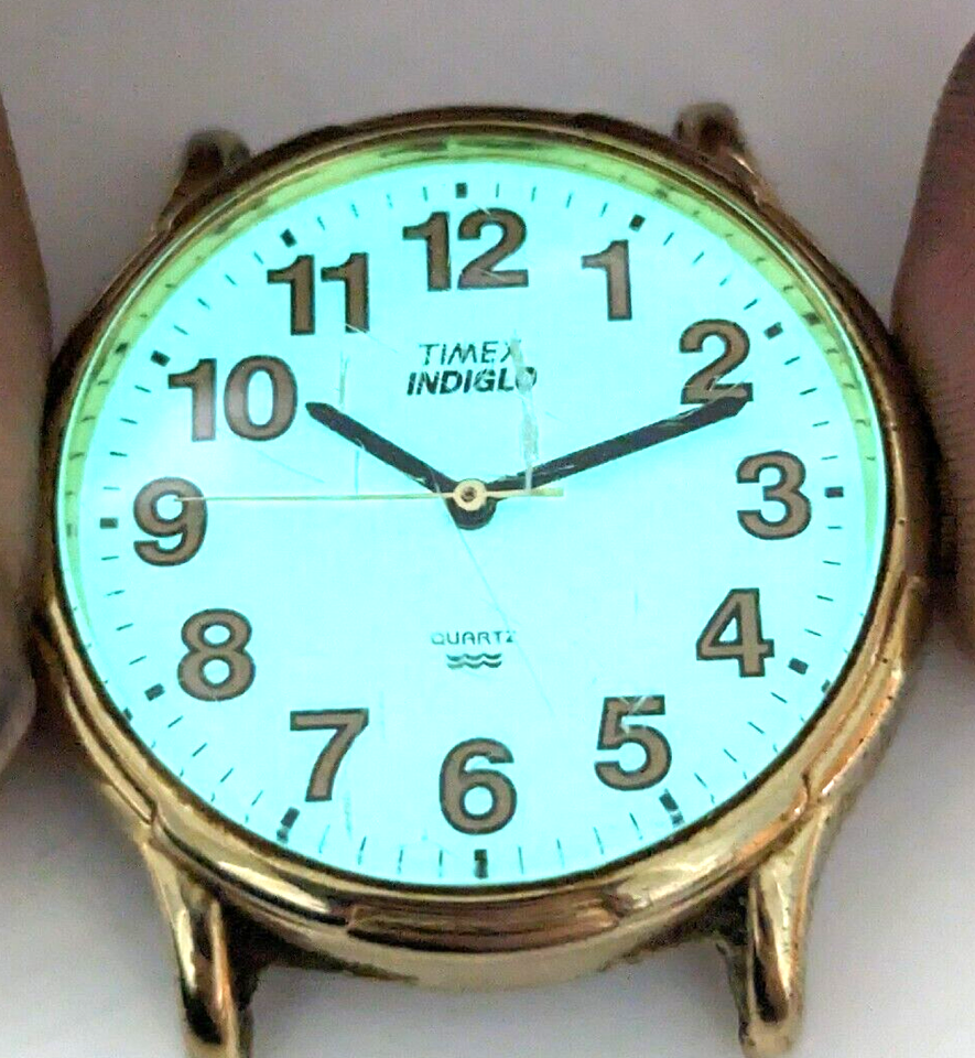 Vintage Gold Tone Timex Indiglo Watch No Band Backlight Dial Glow ...