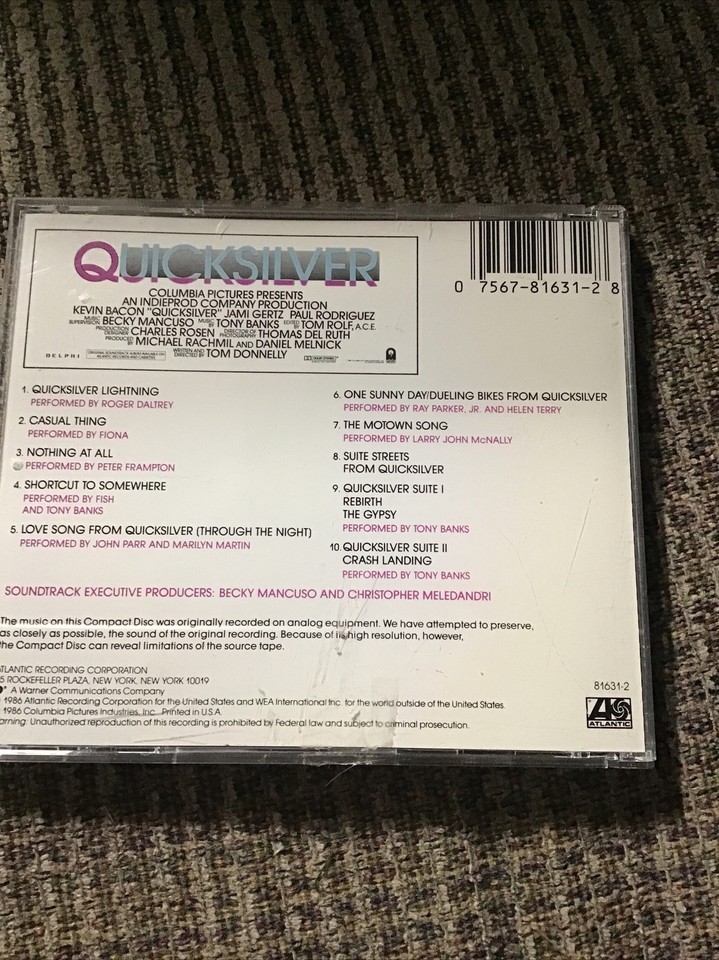 QUICKSILVER 1986 CD SOUNDTRACK OOP ATLANTIC PRINT 10TRX JAPAN PRINT ...