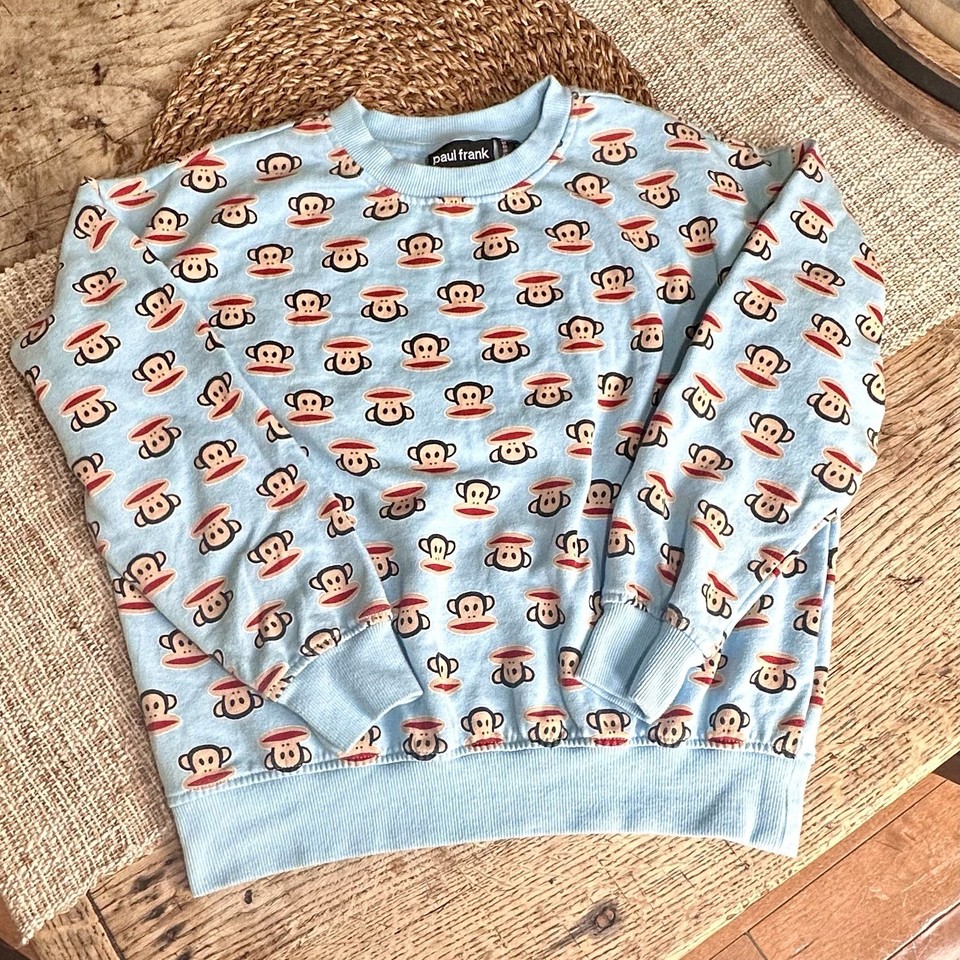 Paul Frank Julius Monkey Sweatshirt Kids Sz 11/12 Blue Y2K Crewneck ...