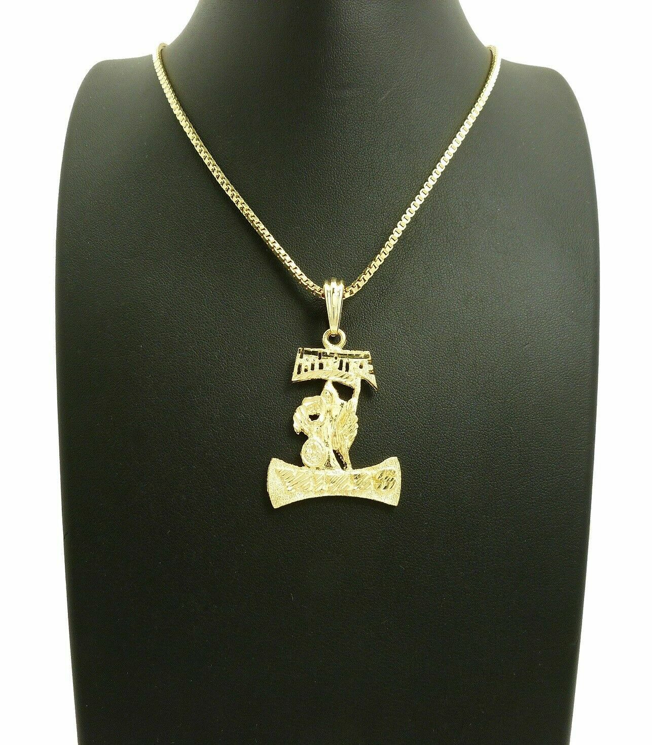 HIP HOP GOLD PLATED SMALL HYPNOTIZE MINDS PENDANT & 24" 2mm BOX CHAIN ...