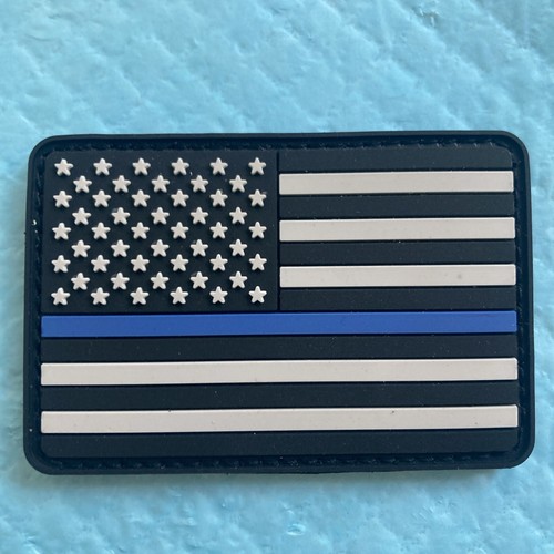 White Black Thin Blue Line American Flag PVC Morale Patch USA Tactical Hitch | eBay
