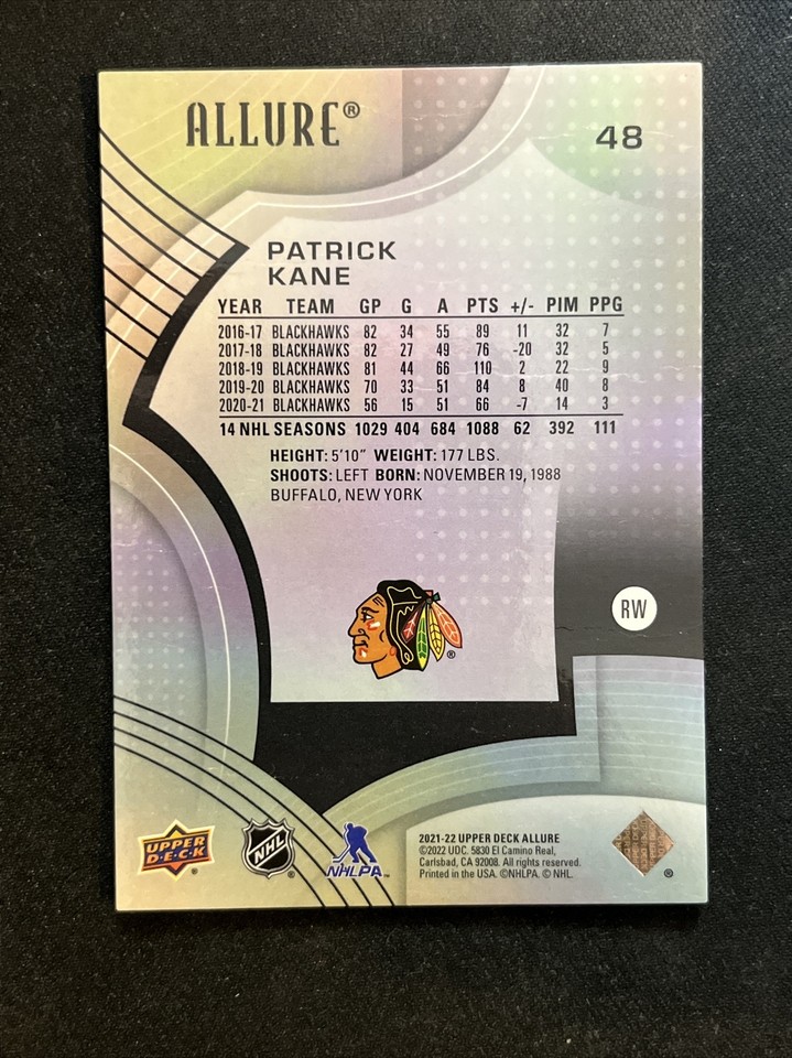 21-22 UD Allure Hockey 46 Patrick Kane | eBay