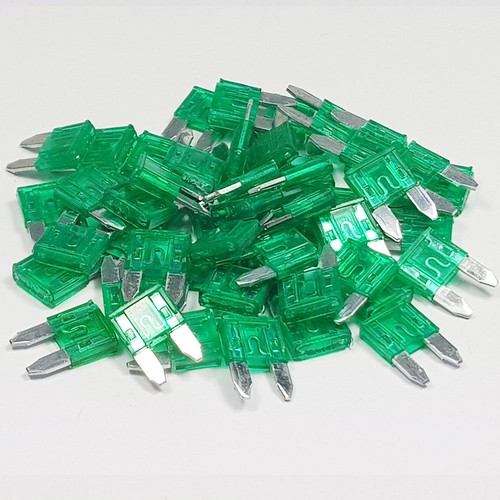 50 x 30 Amp Green Mini Blade Fuse 30A Amps A ATM Grey Auto Car Van Bike ...
