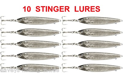 10 SILVER STINGER LURES 60g SEA FISHING SPINNERS PIKE BASS MACKEREL ...