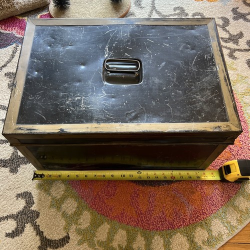 Gigantic Antique Metal Tin Bank/Cash/Document Lock Box Safe Original ...