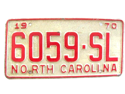 1970 NORTH CAROLINA NC LICENSE PLATE TAG, 6059-SL, ALL ORIGINAL VINTAGE ...