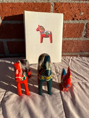 2 Dala Horses, Teal and Red, Dala Rooster, Dala photo Album Lot | eBay