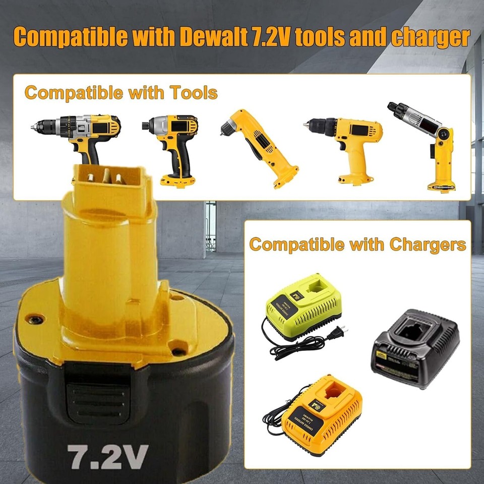 7.2 V Battery for Dewalt DE9057 DW9057 DE9085 DW920 Cordless Drill ...