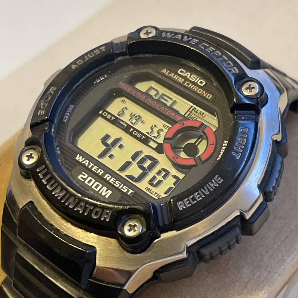 CASIO Wave Ceptor 3140 WV-200A World Time Chrono Digital Men's Watch ...