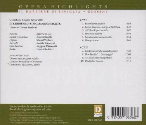 Levine/Milnes/Raimondi/Ge Opera Highlights: Il Barbiere Di Sivi (CD ...