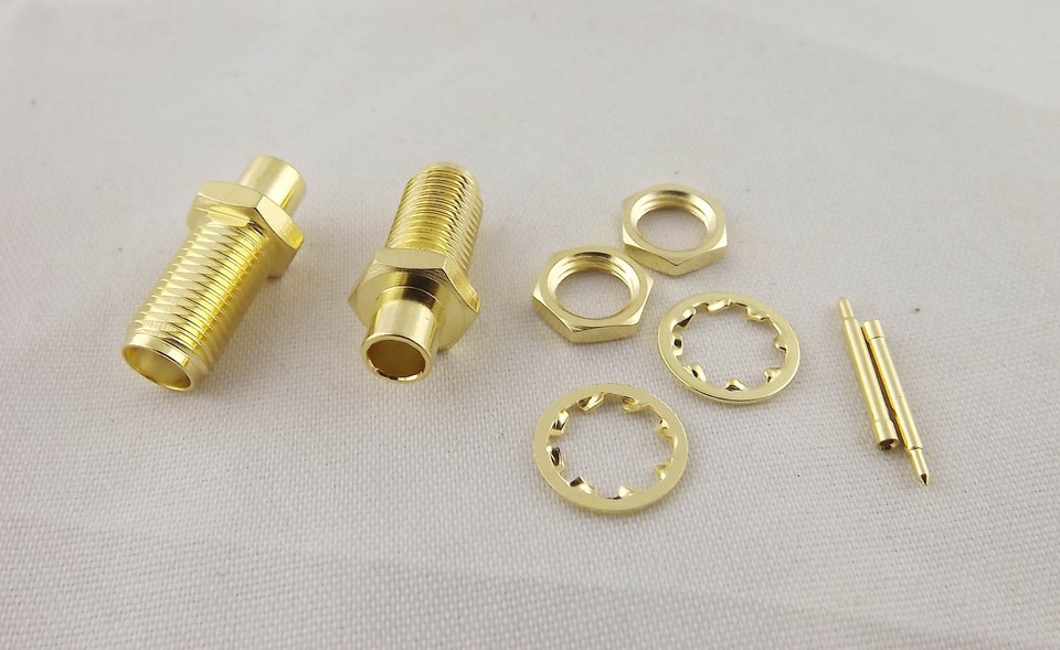 100 RP-SMA Female Nut Bulkhead Solder RF Connector Semi-rigid RG402 0. ...