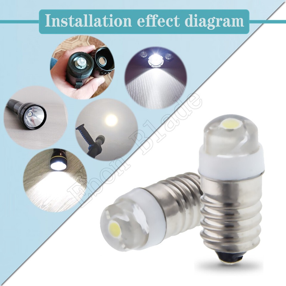 2 x E10 0.5W LED Bulb Screw 3V 4.5V 4.8V 6V 12V 15V Torch Flashlight ...