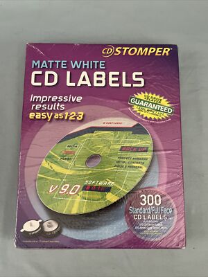 NEW CD Stomper Matte White CD Labels Sealed Unopened 300 Standard Full ...
