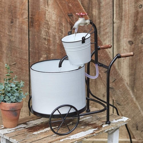 2 Tier Wheel Cart Waterfall Bucket Water Fountain Pump Indoor Outdoor ...
