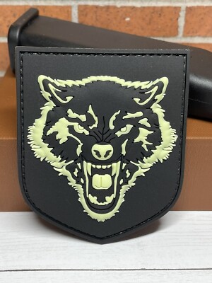 Tactical PVC Patch - Glow in Dark Wolf Patch - Hook Morale Gun Werewolf ...