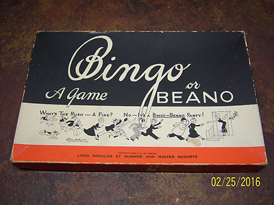 Vintage Bingo Board Game Beano Parker Brothers Wall Art Decor Neat Old ...