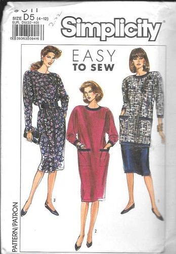 Vintage Simplicity #8311 Misses' Pullover Dress, Tunic & Skirt - Size 4 ...