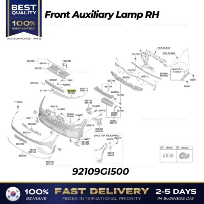 ⭐Genuine⭐ Front Auxiliary Lamp RH 92109GI500 for Hyundai Ioniq 5 | eBay