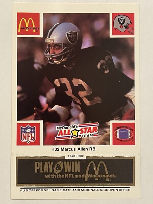 1986 McDonald's Marcus Allen Play & Win All-Star Team Brown Tab ...