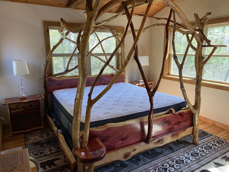 Rustic Cedar Log Canopy Bed –Full Size Frame with 2" Thick Headboard ...
