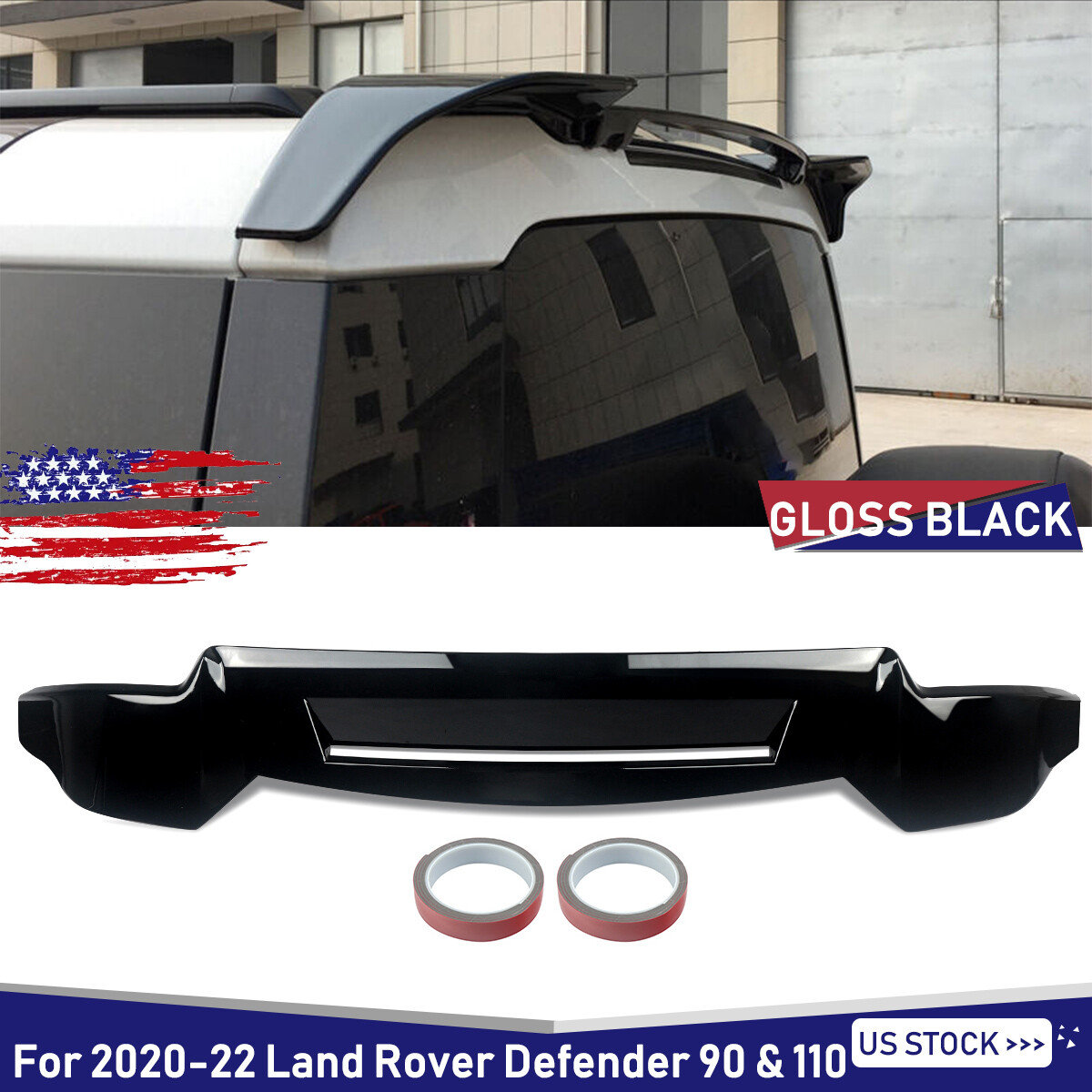 For 2020-22 Land Rover Defender 90 & 110 Glossy Black Rear Roof Spoiler ...