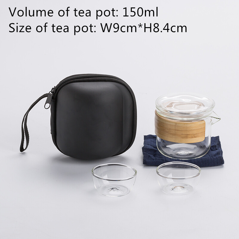 portable tea set glass tea pot filter net tea cup clear portable tea ...