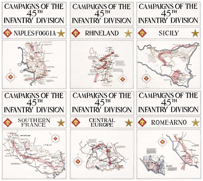 6 Maps - Campaigns of the 45th Infantry Div. - WW2 WWII Poster - World ...