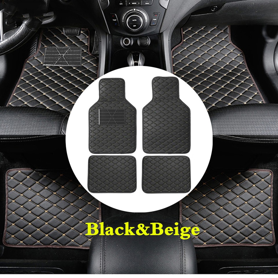 4Pcs Front Rear Carpets PU Leather Car Interior Floor Mat W/Antiskid ...