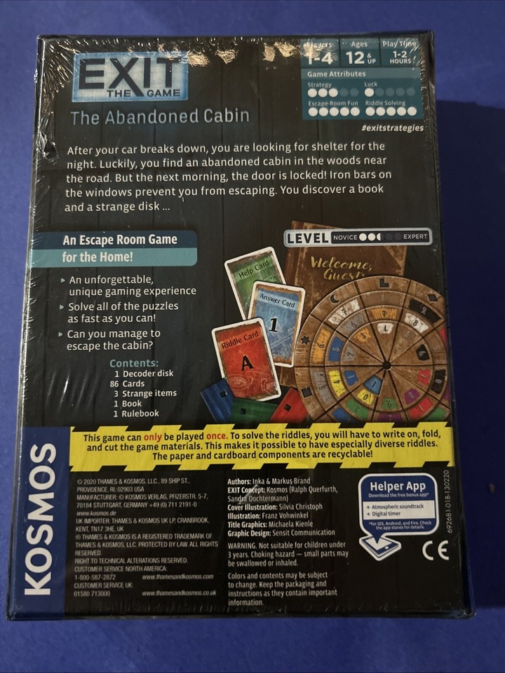 EXIT The Game:The Abandoned Cabin Escape Room Game For The Home 2017 ...