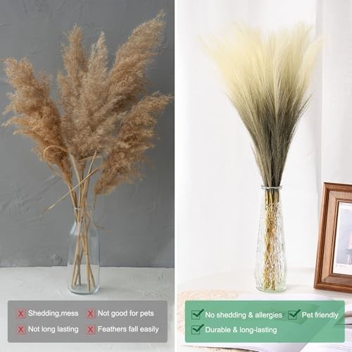 20-Pack Faux Pampas Grass 21.7 Inch/55cm Small Fake Fluffy Pampas Grass ...