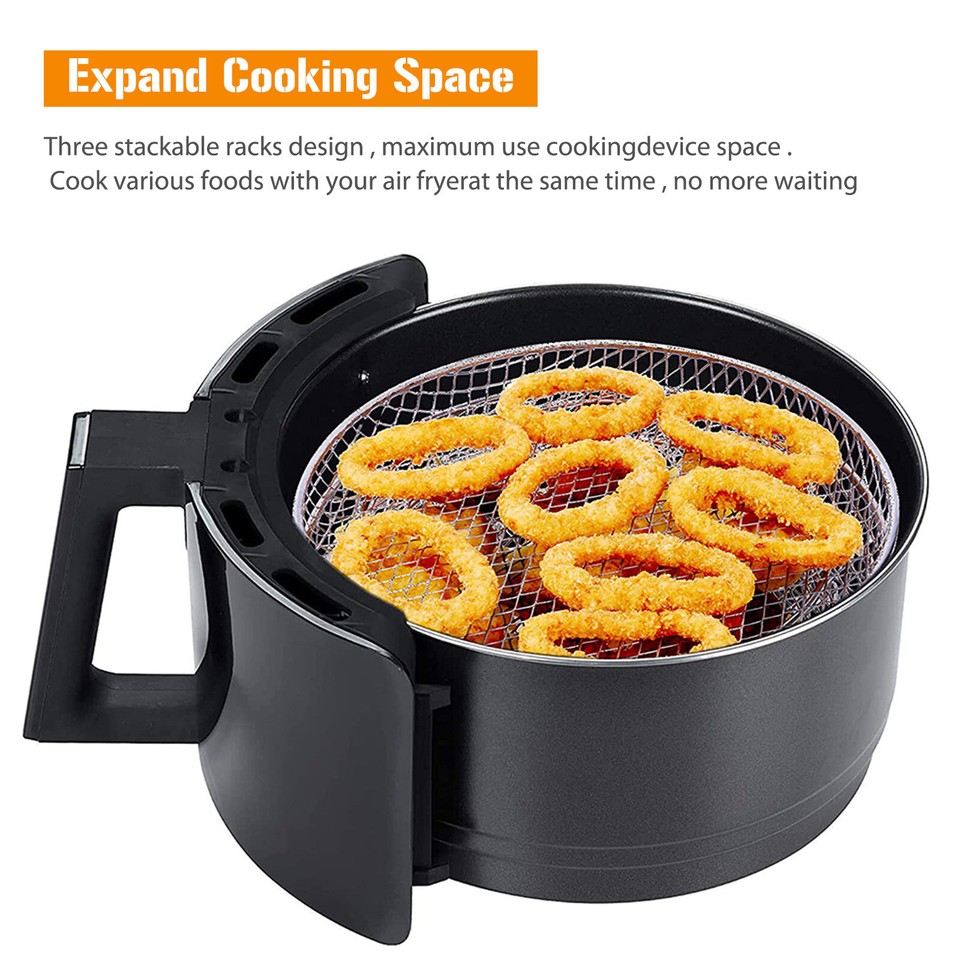 3-Layer Air Fryer Racks Anti-rust Stackable Roasting Cooking Stand ...