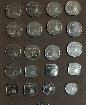 1986-2001 Aruba 25,50 Cents ,1 Florin Lot Of 21 Coins-LOW MINTAGE ...