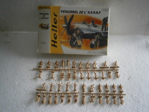 MAQUETTE BOITE FIGURINES WW2 USAAF PERSONNEL AU SOL AVIATION HELLER 1/ ...