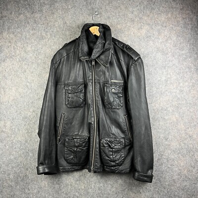 Vintage Superdry Jacket Men Extra Large Black 100% Leather Bomber ...