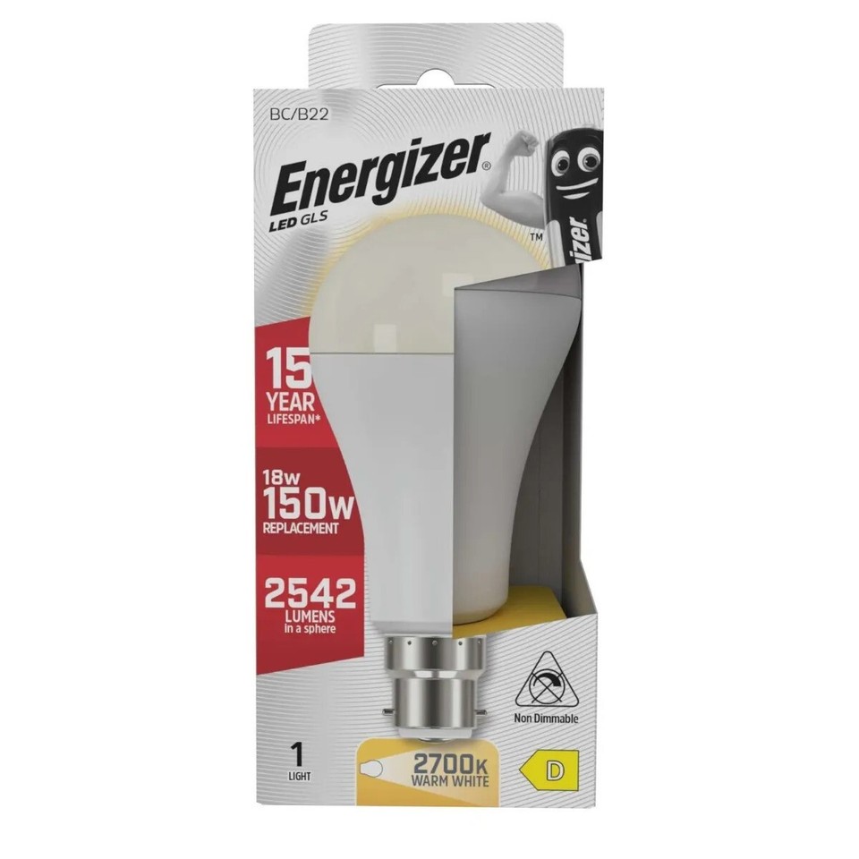 Energizer LED GLS Light Bulbs BC B22 Bayonet 40w 60w 75w 100w 150w 200w ...