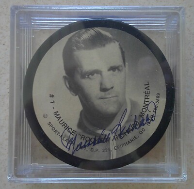Maurice Rocket Richard Autographed Photo Hockey Puck (Canadiens) | eBay