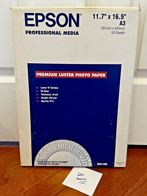 Epson Premium Luster Photo Paper 11.7” x 16.5” A3 S041406 - 20 Sheets ...