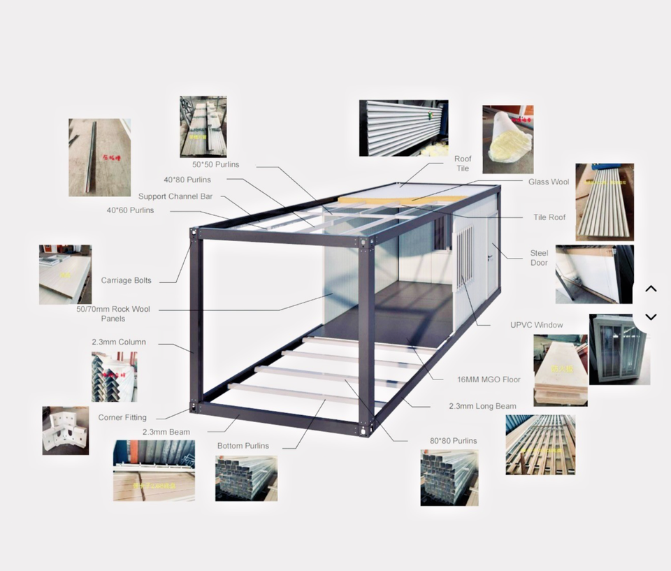 Rooftop + washroom 20FT Container Pod, Adjustable Mobile accessory ...