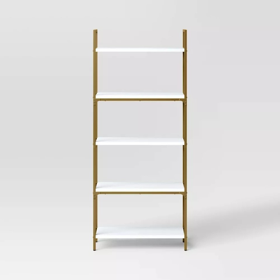 72" 5 Shelf Loring Ladder Bookshelf - 3 Colors Walnut / Vintage Oak ...