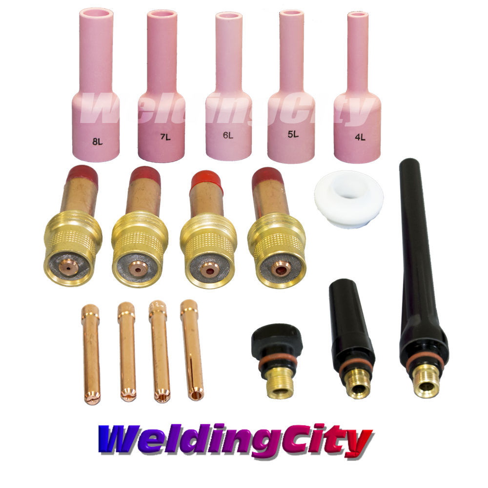TIG Welding Torch 17/18/26 Gas Lens Kit .040-1/16-3/32-1/8 T6A | US ...