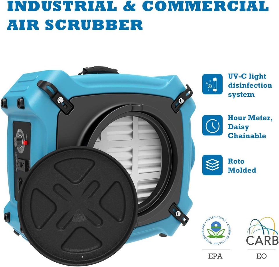 550CFM Air Scrubber with 3 Stage Filtration Stackable Negative Air ...