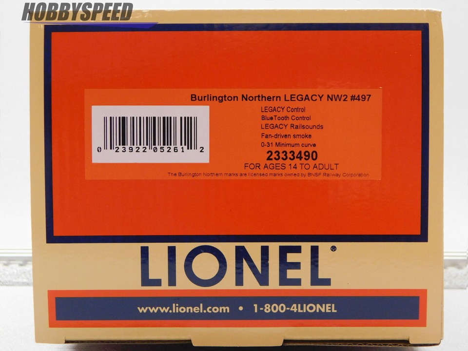 LIONEL BURLINGTON NORTHERN LEGACY NW2 #497 DIESEL LOCOMOTIVE ENGINE ...