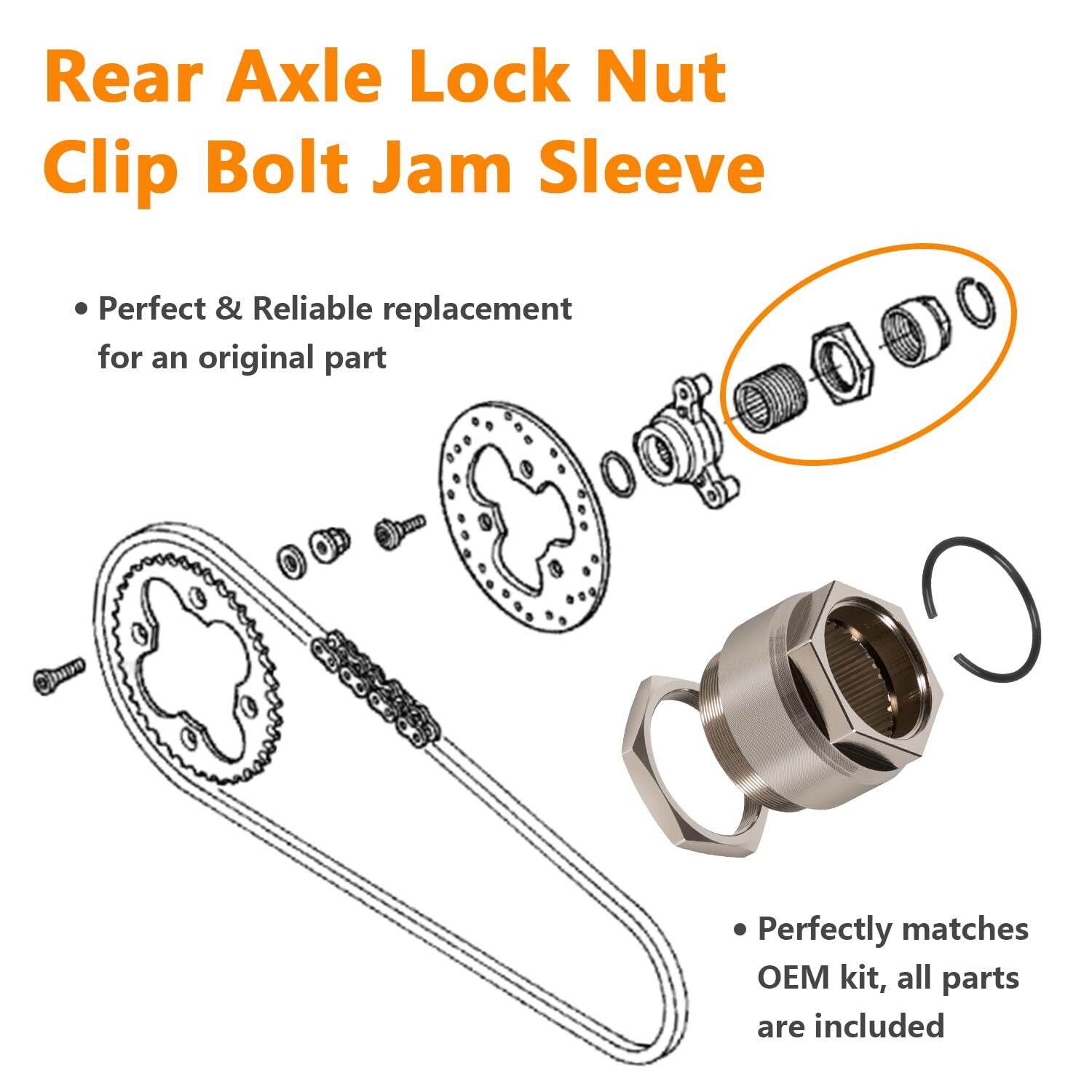 Rear Axle Lock Jam Nut for Honda TRX300EX TRX400EX TRX250X 450R ATC350X ...