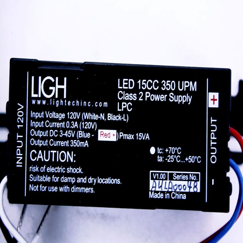 LIGHTECH LED-15 DC 350MA UPM LED 15CC 350 UPM 120V 15W NON-DIMMABLE LED ...