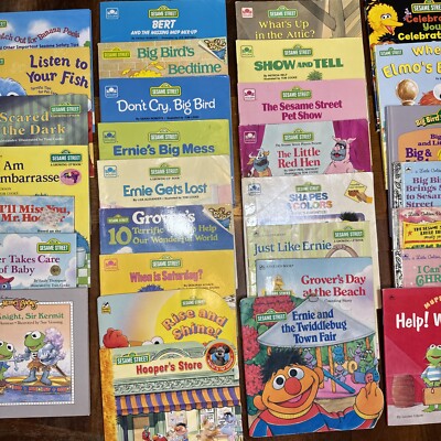 Sesame Street Book lot Of 31 Golden Books, Shape Books, Muppets PB/HC ...