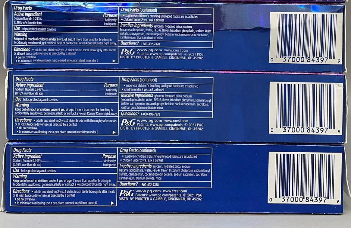 Fluoride Toothpaste Warning Label