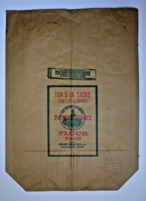 XX L Vintage Paper Sack Bag, PATRICK HENRY FLOUR, ASHLAND ROLLER MILLS ...